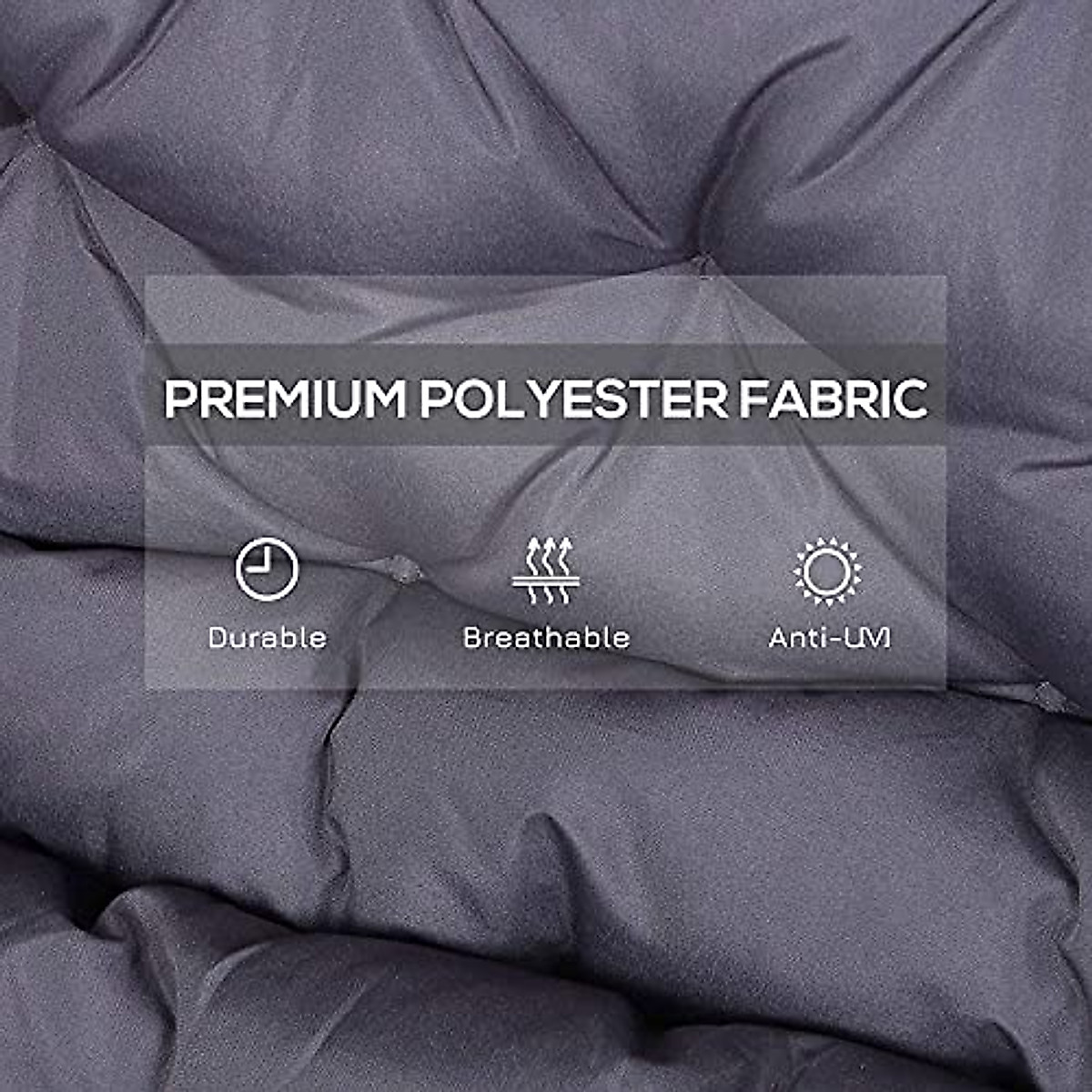 HZWDD Waterproof Bench Cushion with Backrest, 2 or 3 Seat Swing Replacement Cushions with Throw Pillow Overstuffed for Garden Patio Swing Outdoor Bench Cushions