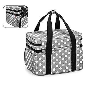 BAFASO Double Layer Sewing Accessories Organizer with 2 Detachable Pouches, Large Sewing Storage Bag for Sewing Tools, Polka Dots