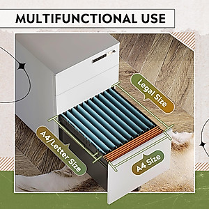 DEVAISE 3-Drawer Mobile File Cabinet with Smart Lock, Pre-Assembled Steel Pedestal Under Desk, White