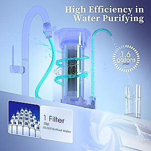 OEMIRY Countertop Water Filtration System, NSF/ANSI 42&372 Certified, 8000 Gallons Alkaline Water Filter, Reduces 99.99% Lead, Chlorine, Heavy Metals, Bad Taste & Odor OM-CF04(1 Filter Included)