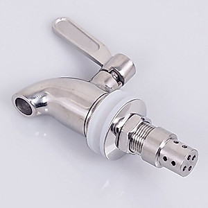 Replacement Spigot Spout for Beverage Dispenser, Solid Stainless Steel Water Dispenser Replacement Faucet with Anti-Clogging Cap Polished Finished
