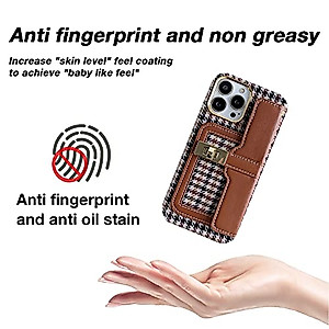 Wallet Crossbody Bag for iPhone 13 Case with Tether Strap Credit Card Holder 6.1 Inch, PU Leather Protective Handbag Zipper Wallet Holder Girl (Wine)