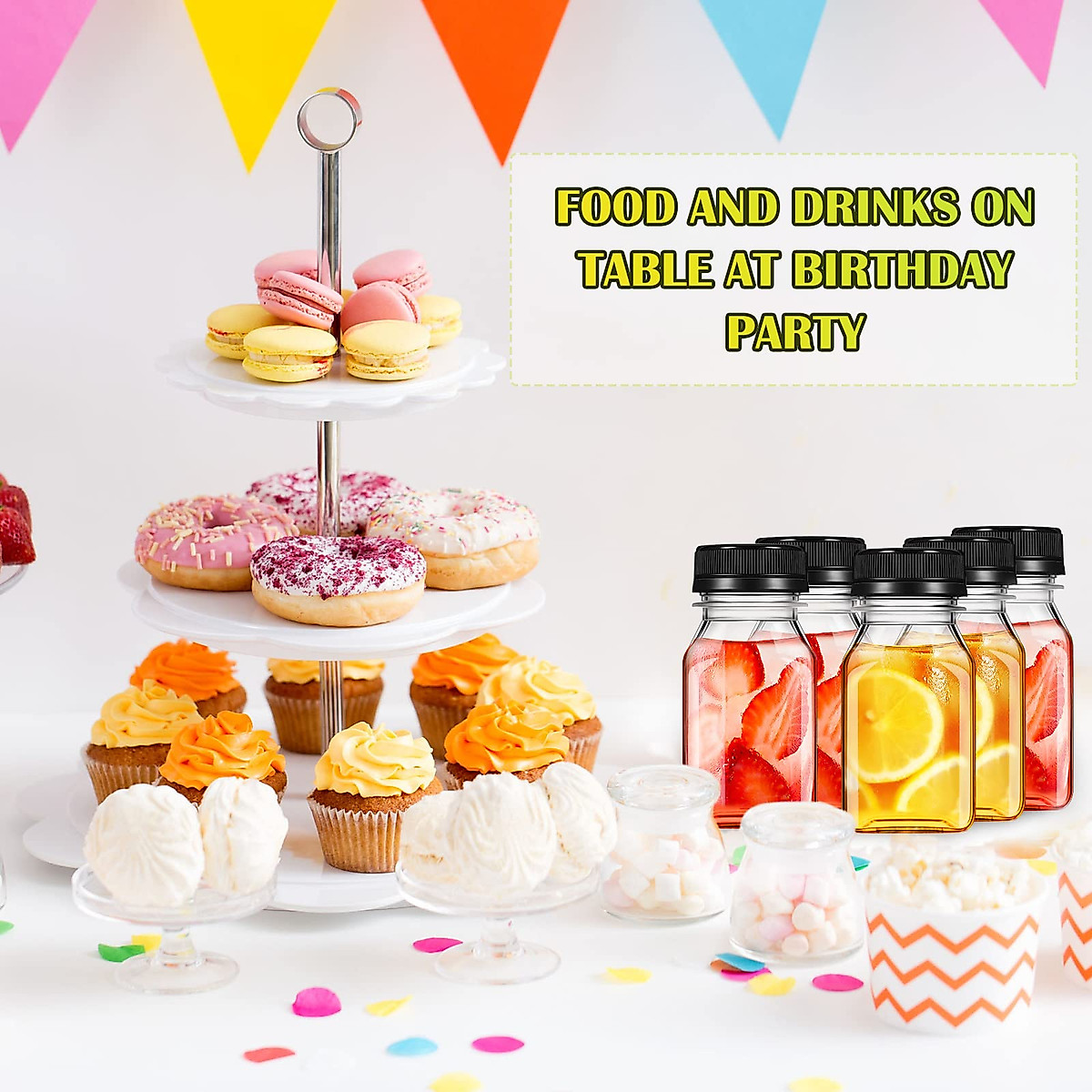 120 Pcs 4 oz Mini Plastic Juice Bottles with Leak Proof Caps Reusable Drink Beverage Containers with Lids Empty Clear Fridge Bottles Bulk for Juice Milk Smoothie Drinking Beverage for Home or Take out