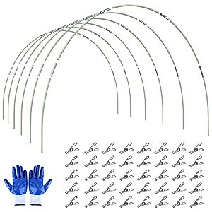 hannger 6 Sets of Greenhouse Hoops Grow Tunnel 32Pcs Row Cover Hoops - 7ft Long Garden Hoops for Raised Beds with Rust-Free Fiberglass Support Hoops Frame - DIY Plant Support Garden Stakes