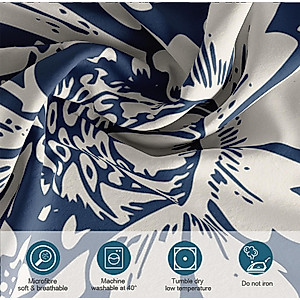 RIVINE Willam Morris Style Duvet Cover Set 3 Pieces Sunflowers Iris (Blue) Pattern Soft Bedroom Bedding Set with 2 Pillow Shams Zipper 4 Ties Full