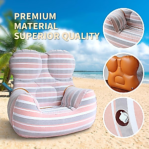 Baiao Inflatable Chair Sofa, Inflatable Couch Outdoor Air Sofa, Blow Up Couches for Home Garden Camping Travel(Coffee)