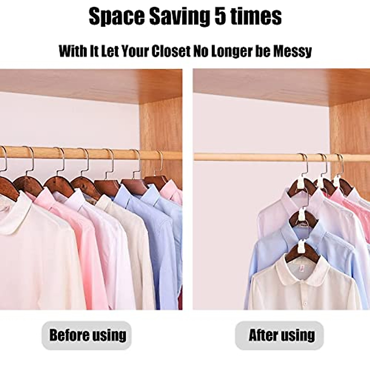GJX 100Pcs Clothes Hanger Connector Hooks Cascading Hanger Plastic Hooks Extender Clips for Closet Hangers Space Saving and Organizer Clothes Closets (100 White)