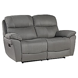 Lexicon Lapointe Wall-Hugger Manual Double Reclining Loveseat, Gray