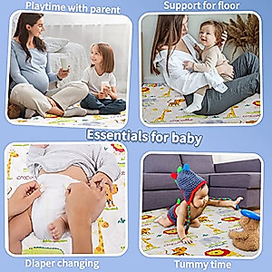 ChildLike Lion Baby Play Mat - Comfortable Non-Slip Tummy Time Mat for Floor Crawling, 71x59 Inch
