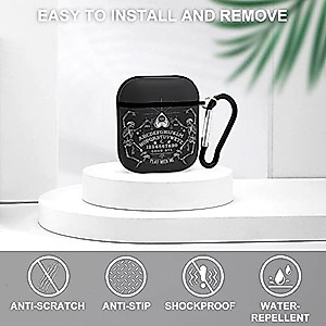YouTary Vintage Skeleton Magic Ouija Black Pattern Airpods 1 & 2 Case Cover, Apple AirPod Headphone Cover Unisex Personalized Shockproof Protective Wireless Charging Accessories with Keychain
