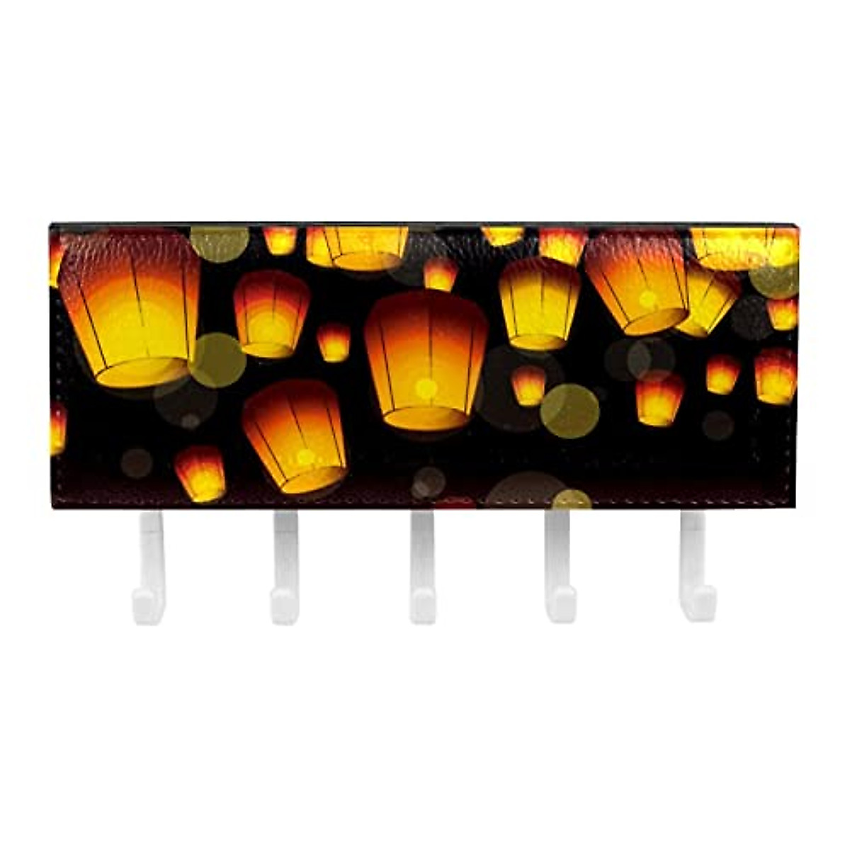 Coat Rack Wall Mounted, 5 Rail Wall Decorative Hooks Hanging for Clothes Hat Towel Purse Key, 7 Inches, 4.4lbs(Max), Sky Lantern Festival