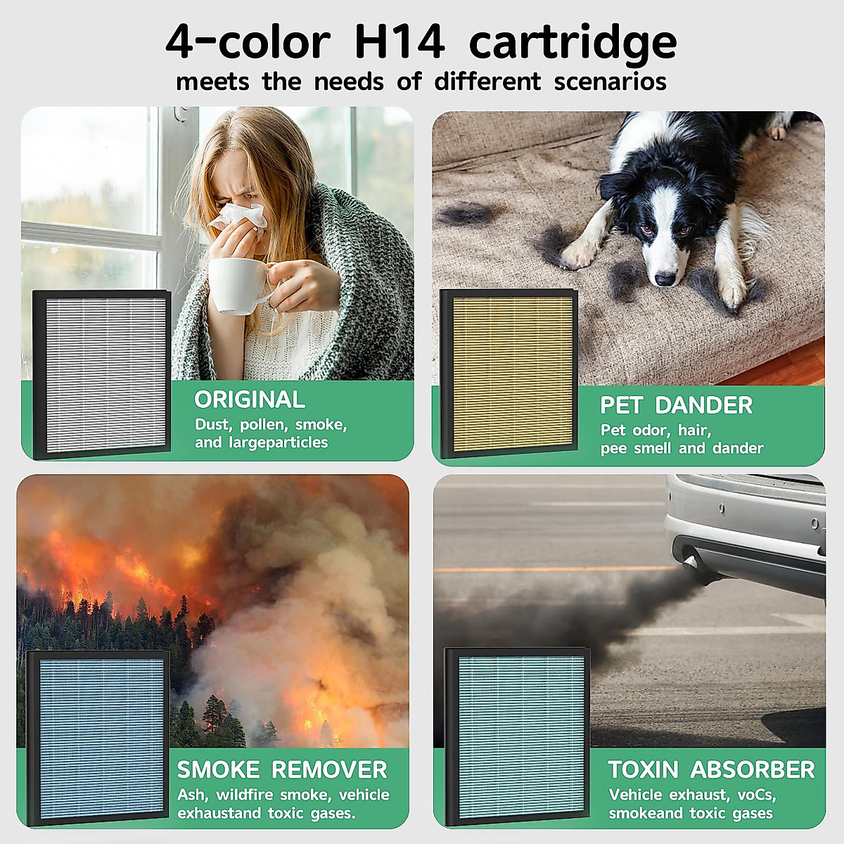 FRESHDEW Air Purifier Fliter Replacement, H14 HEPA Air Filter High Filtration Filter Suitable AP304 for Dust, Pet Dander, Smoke, Pollen for Bedroom and Office- Standard Version 2PCS(PET Filter)