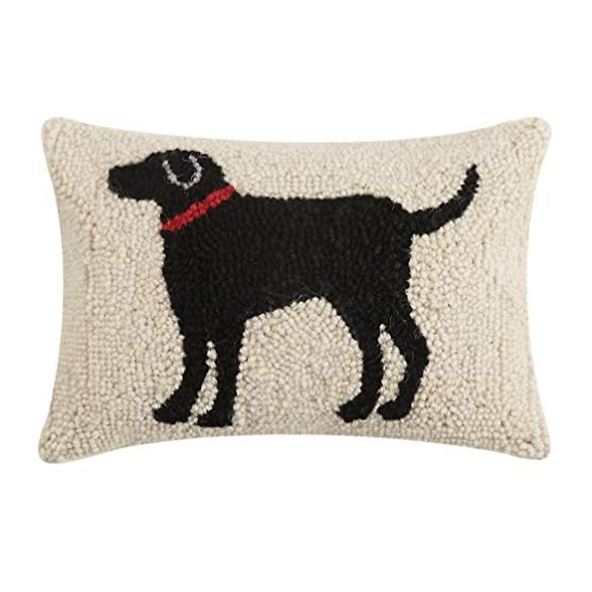 Peking Handicraft 30JES1459C12OB Black Dog Wool and Cotton Pillow, 8 x 12 inch