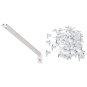 ClosetMaid Wire Shelving Support Brackets for 16 in. Deep Shelves (Pack of 1) and ClosetMaid 1770 Back Wall Clips for Drywall, 48 Pack, White