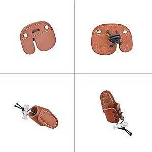 SHARROW Archery Protector Set Glove 3 Finger Guard Leather Arm Guard Bracers Finger Tabs Thumb Ring Finger Protector Protective Gear Set for Compound Bow Recurve Bow Shooting Hunting