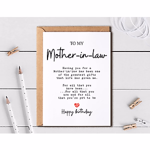 To My Mother-In-Law - Mother-In-Law Birthday Card - Mother-In-Law Is The Greatest Gifts In My Life - Birthday Card For Mother-In-Law - Gift For Mother-In-Law Card