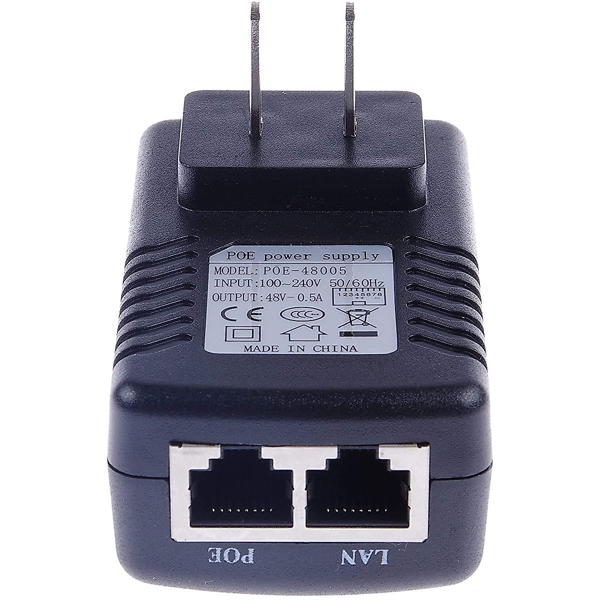 NOYITO 48V 0.5A POE Power Supply Injector Ethernet Adapter with Wall Plug IEEE 802.3AF Compliant 10 100Mbps (48V 0.5A, Black)