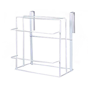 YARNOW 2 Pcs Chopping Board Shelf Under Cabinet Double Layer Pot Lid Rack Holder Punch Free Towel Bar Kitchen Storage Organizer (White)