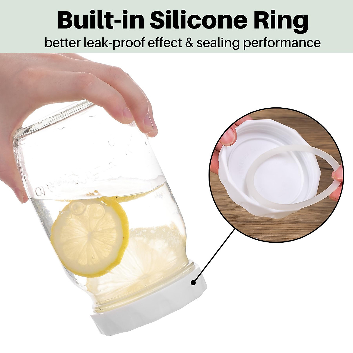 24 Pack Plastic Mason Jar Lids 24 White Wide Mouth with Sealing Rings Mason Jar Lids Fits Ball, Kerr & More Plastic Lids for Mason Jars 86mm Diameter