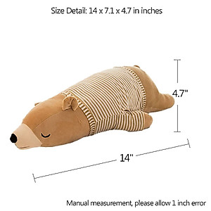 MMTTAO Polar Bear Plush Toy, 14" Brown Sleeping Stuffed Animal, Soft Huggable Doll for Kids & Adults
