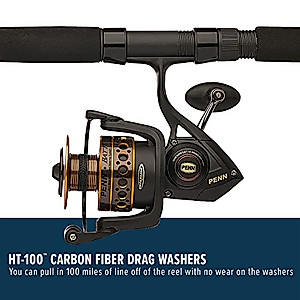 PENN Battle Spinning Reel and Fishing Rod Combo Kit with Spare Spool and Reel Cover, Black, 4000 - 7' - Medium - 1pc