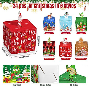 24 Pieces Christmas Gift Boxes 3D Xmas Candy Treat Box for kids Christmas Cookies Boxes Xmas Paper Goody Ornaments Santa Claus Boxes for Xmas Party Favors Supplies Christmas Tree Decoration (Colorful)