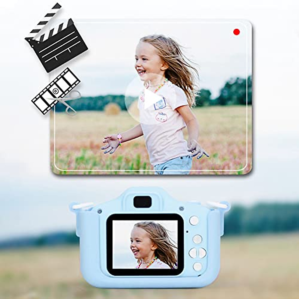 Tgoon Children Camera, Kids Camera 2000W Pixels Auto Focus Quakeproof for Christmas(Blue)