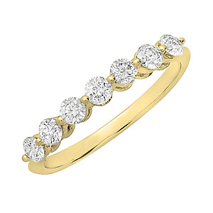 Dazzlingrock Collection 0.50 Carat (Ctw) in 14K Yellow Gold Round Lab Grown Diamond Women 7 Stone Wedding Band Ring 1/2 CT (Size 5.5)