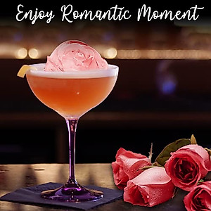 Pack 2, KooMall Large Ice Cube Tray, 3D Rose Ice Mold 2.5 Inch, Make 8 Giant Cute Flower Shape Ice, Silicone Fun Big Ice Ball Maker for Cocktails Juice Whiskey Bourbon Freezer, 1 Pink & 1 Black