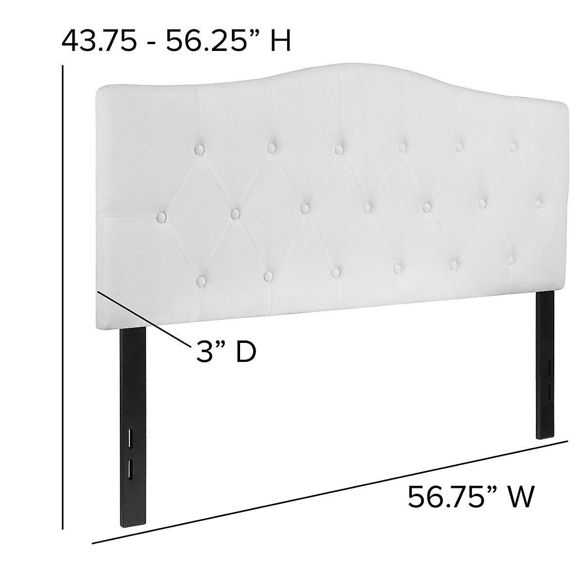 EMMA + OLIVER Tufted Upholstered Full Size Headboard in White Fabric