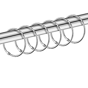 ZESLMG 24 PCS Chrome Shower Curtain Rings and Hooks, Rustproof Silver Metal Shower Rings for Bathroom, 2 Inch Loose Leaf Binder Rings