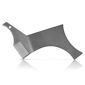 Duisger Beard Shaper Stencil Stainless Steel Beard Shaping Guide & Styling Tool for Perfect Line up & Edging Works with Beard Trimmer or Razor for Beard & Facial Hair, Silver