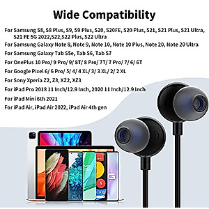 USB C Headphones,Type C Earphone Hi-Fi Stereo DAC Bass Noise Cancelling Headsets in-Ear Earbuds with Mic for Samsung Galaxy S23 Ultra S22 Plus S21 FE Google Pixel 7 Pro iPad 10 OnePlus 11 10T 5G Blue