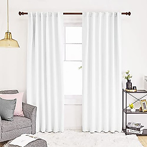 Deconovo Pure White Curtains for Living Room, Back Tab and Rod Pocket Curtain for Bedroom 84 Inches Long, 52x84 Inch, 2 Panels