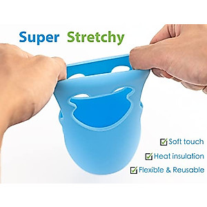 100% Silicone Baby Bottle Sleeves for Philips Avent Natural Glass Baby Bottles, Premium Food Grade Silicone Bottle Cover, Cute Bear Design, 8oz, Pack of 2 (Blue and Turquoise)