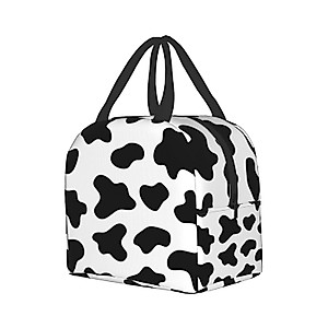 Cow Spots Cute Lunch Box Bento Travel Bag Picnic Tote Boxes Insulated Durable Container Shopping Bag Reusable Waterproof Bags For Adult Women Men