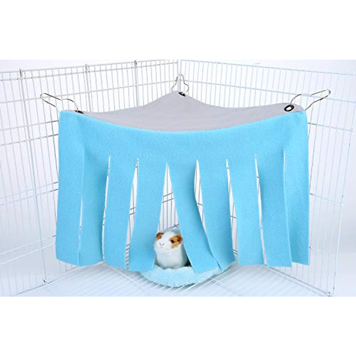 Mogoko Small Animal Hidey Curtain and Bed Pads, Warm Sleep Mat and Corner Fleece Forest Hideout for Rabbit, Chinchillas, Hedgehogs, Guinea Pigs, Hamster
