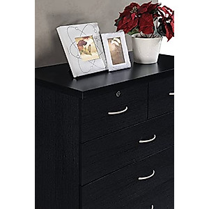 HODEDAH IMPORT HI70DR Black 7 with Locks On 2-Top Chest of Drawers