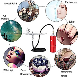 Casubaris Airbrush kit with compressor portable cordless airbrush kit,rechargeable auto stop dual action air brush pen,match different airbrush guns for barbers model painting nail art craft makeup