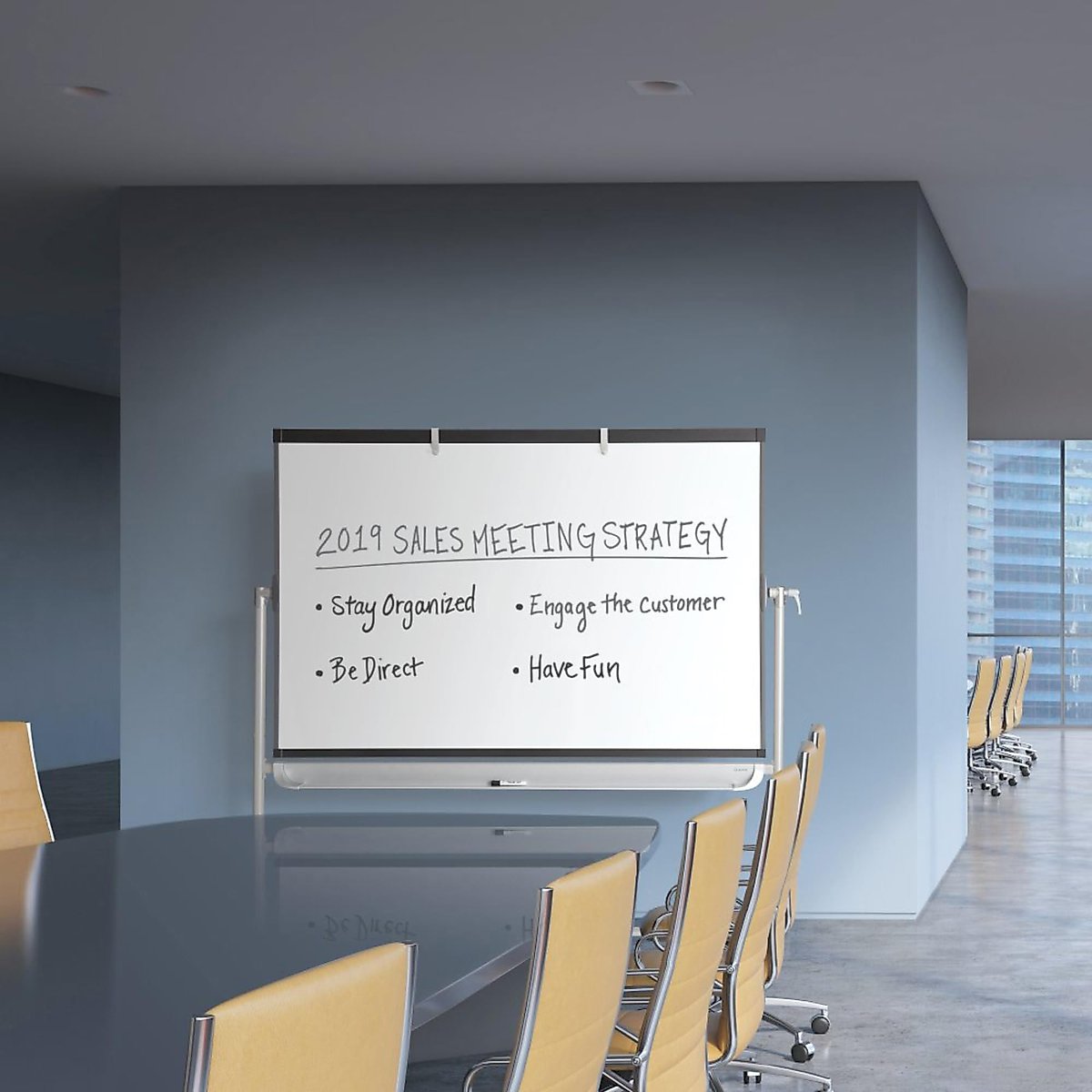 Quartet Easel, Magnetic, 6' x 4', Reversible, Whiteboard/Flipchart, Prestige 2 Mobile Presentation, Graphite Frame (ECM64P2)