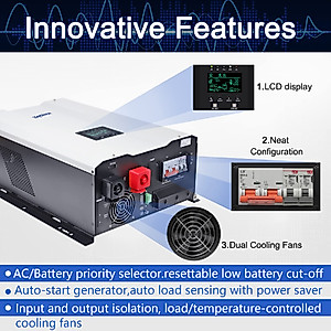 ZLPOWER UL1741 10KW Solar Off Grid Inverter 110/220Vac Low Frequency DC 48V AC Input 240V AC Output 120V/240V Split Phase Pure Sine Wave Power Converter,with 2x60A MPPT Charger Controller 10000W