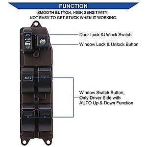 Obaee Master Door Lock Window Switch Control Button Compatible with Toyota Camry 2002-2006, Corolla/Matrix 2003-2008, Sienna 2004-2009, Tacoma and Scion xA/xB 2005-2007, Replace 84820AA070 901-705