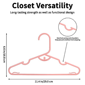 60Packs Plastic Kids Hangers Non-Slip Baby Hangers Durable Baby Clothes Hangers for Closet Kid Plastic Hanger for Closet and Nursery(Pink)