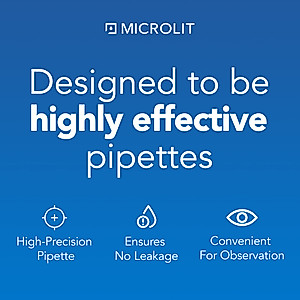 MICROLIT - 3-Piece Pipettes Set, Pipettes with Adjustable Volume, Highly Calibrated and Accurate Micropipette Set with 0.5-10ul, 10-100ul and 100-1000ul Liquid Capacity