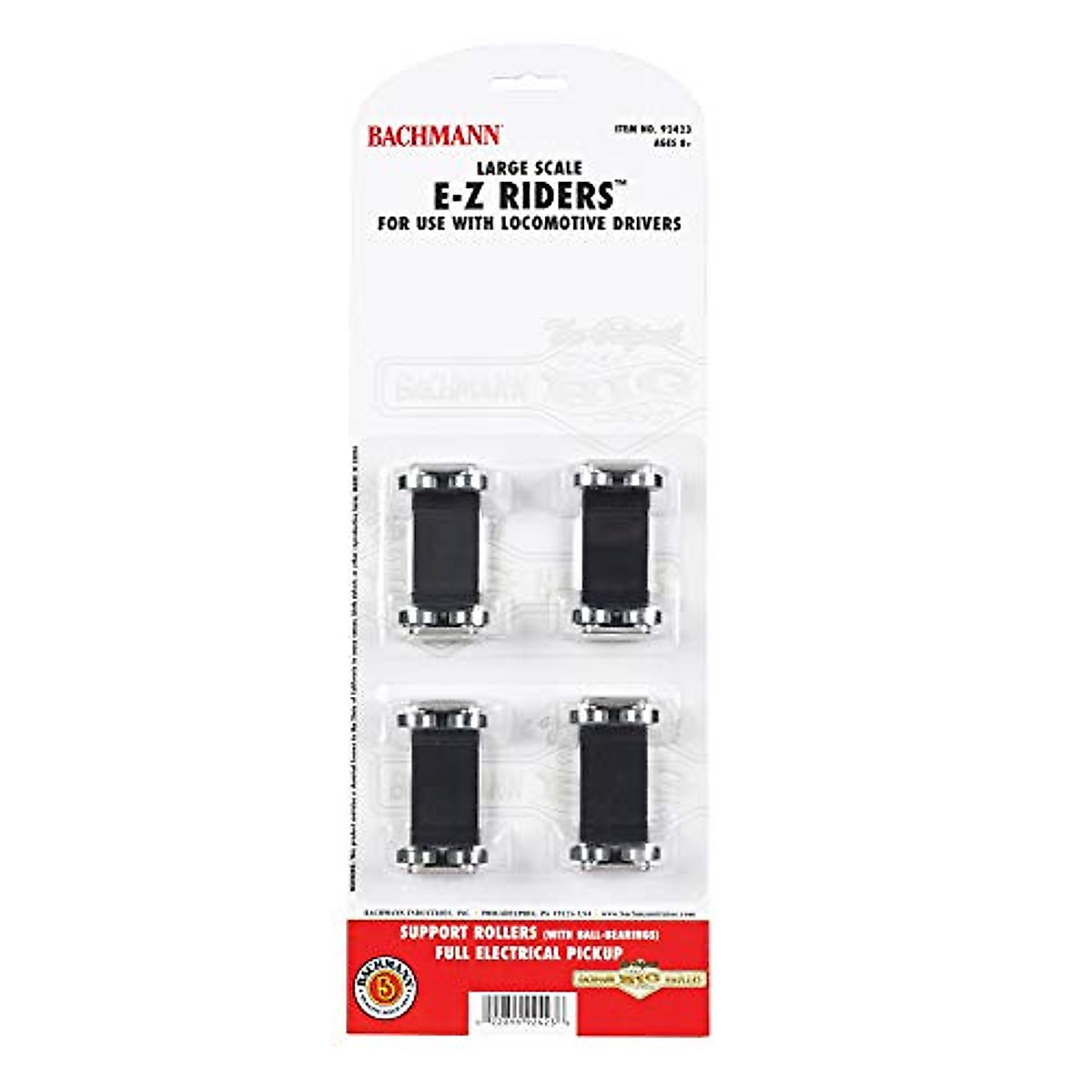 Bachmann Industries Large "G" Scale E-Z Riders with Ball-Bearing Rollers (4 per Pack)