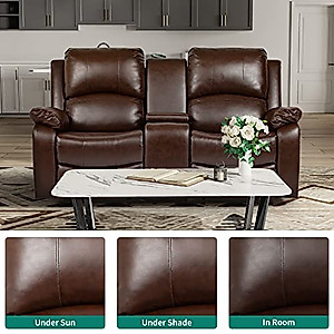 YITAHOME Loveseat Recliner, Manual Double Sofa Loveseat, Home Theater Seating with Storage Console, Double Recliner RV Sofa with Cup Holders and Side Pocket for Living Room