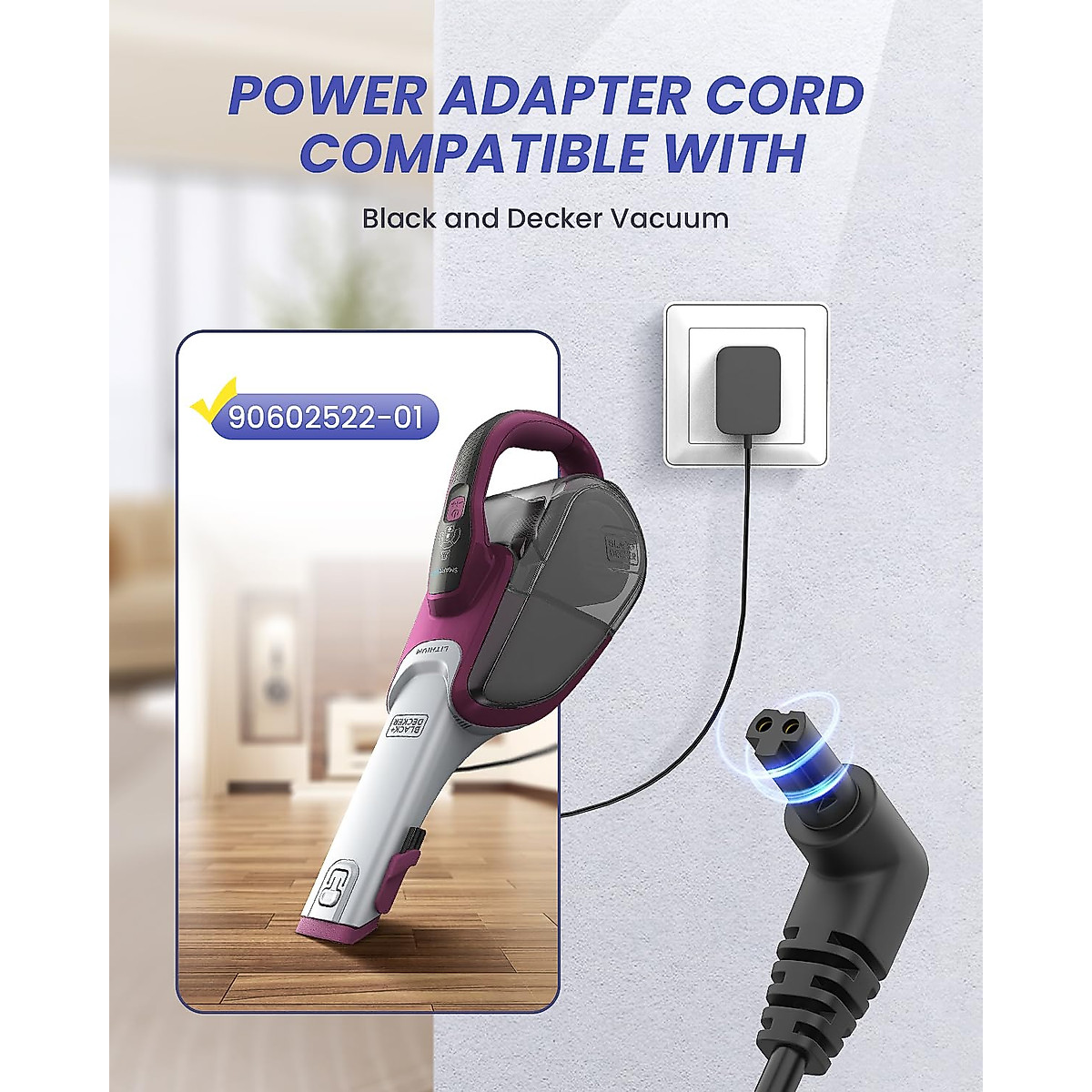 14V Charger for Black and Decker Dustbuster Smartech Handheld Vacuum 90602522-01 N561340, Black Decker Replacement Charger HHVJ315JD10 HHVJ315JMF71 HHVK320J10 HHVK320J61 Power Supply Cord