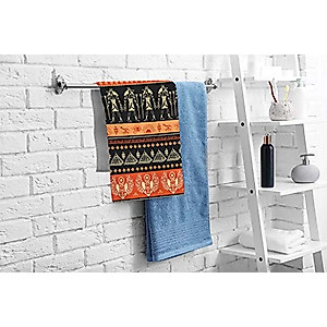 oFloral Egypt Tribal Bohemian Mandala Hand Towels Cotton Washcloths,Vintage Henna Tattoo Style Hieroglyphics Cat Red Black Soft Towels for Bathroom Kitchen Spa Gym Yoga Face Towel 15X30 Inch