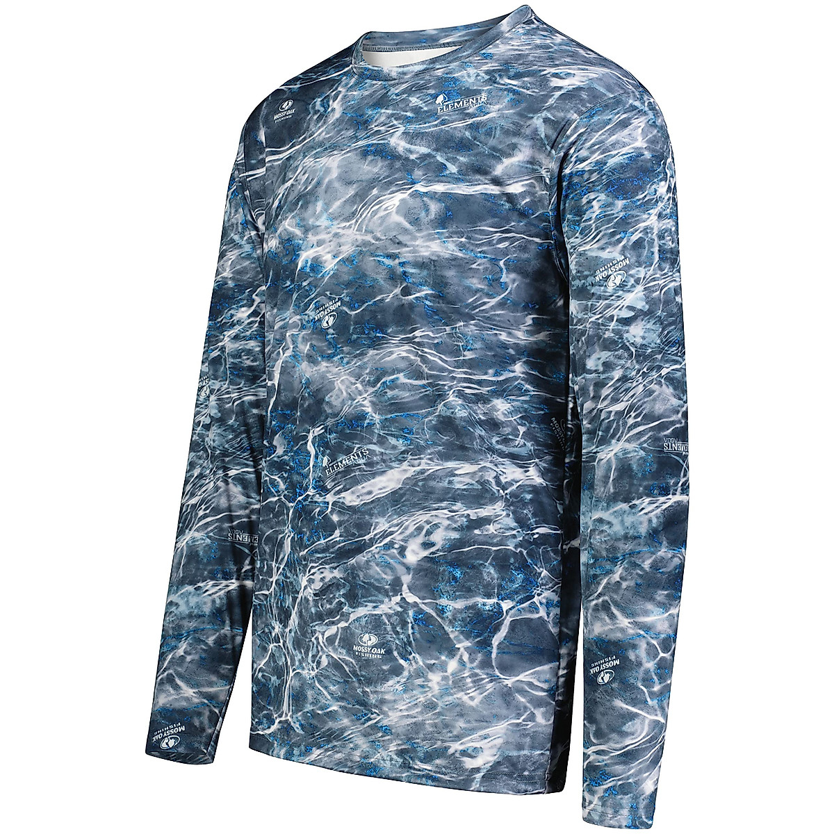 Holloway Men's Mossy Oak Momentum Long Sleeve Tee, Mo Elements Aqua Blackfin, X-Large