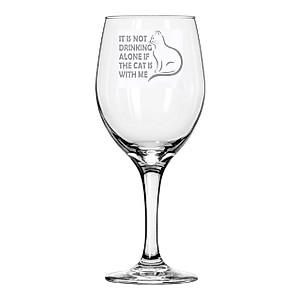 Alankathy mugs B556 cat lover it's not drinking alone if cat is home animal 20 oz wine glass